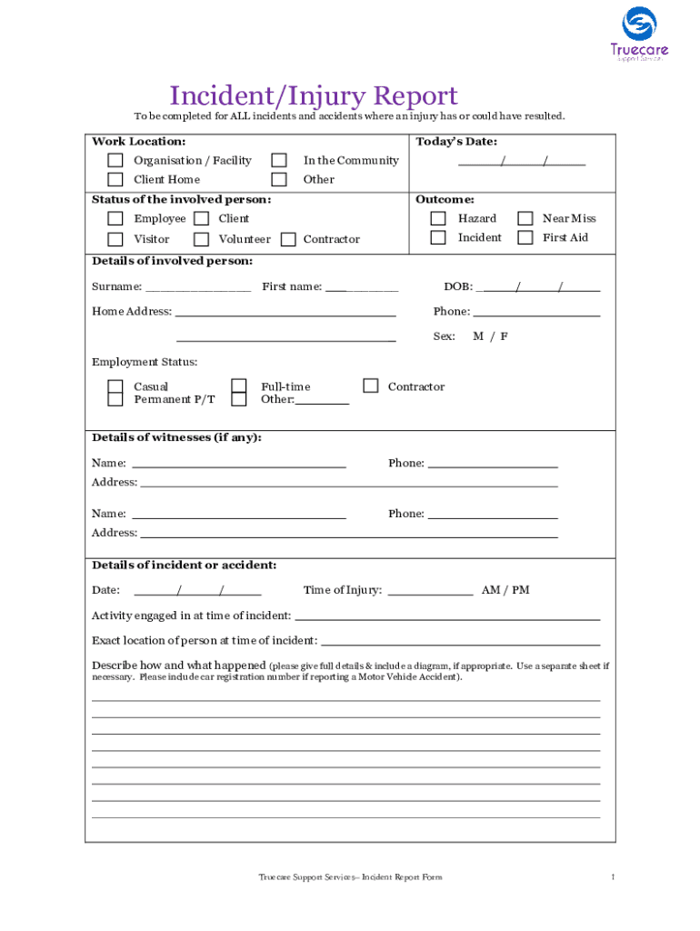 Fillable Online Accident Reporting in the Workplace: Procedures and ...