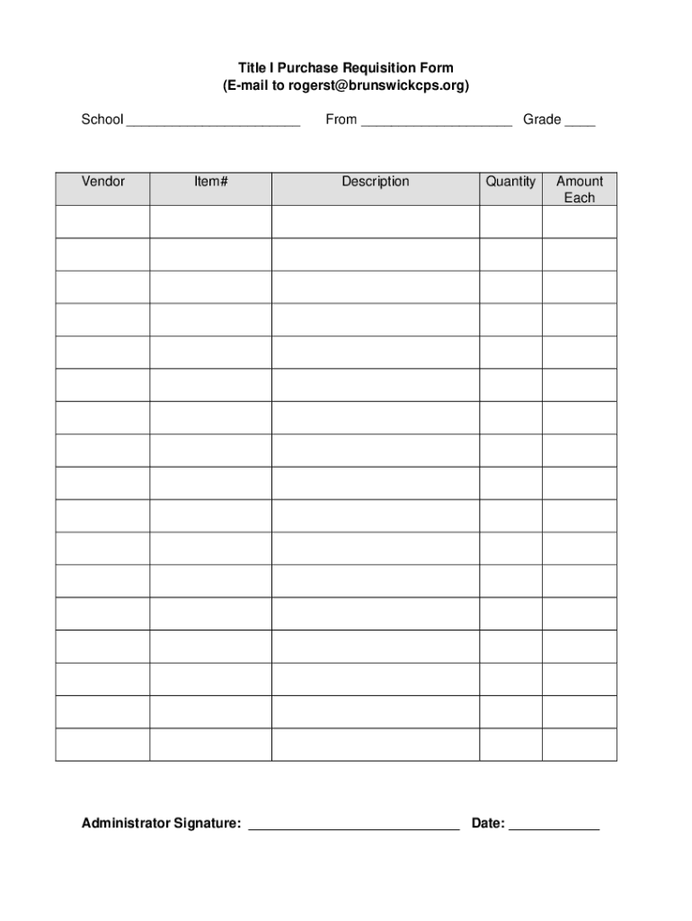 Fillable Online Title I Purchase Requisition Form Fax Email Print ...