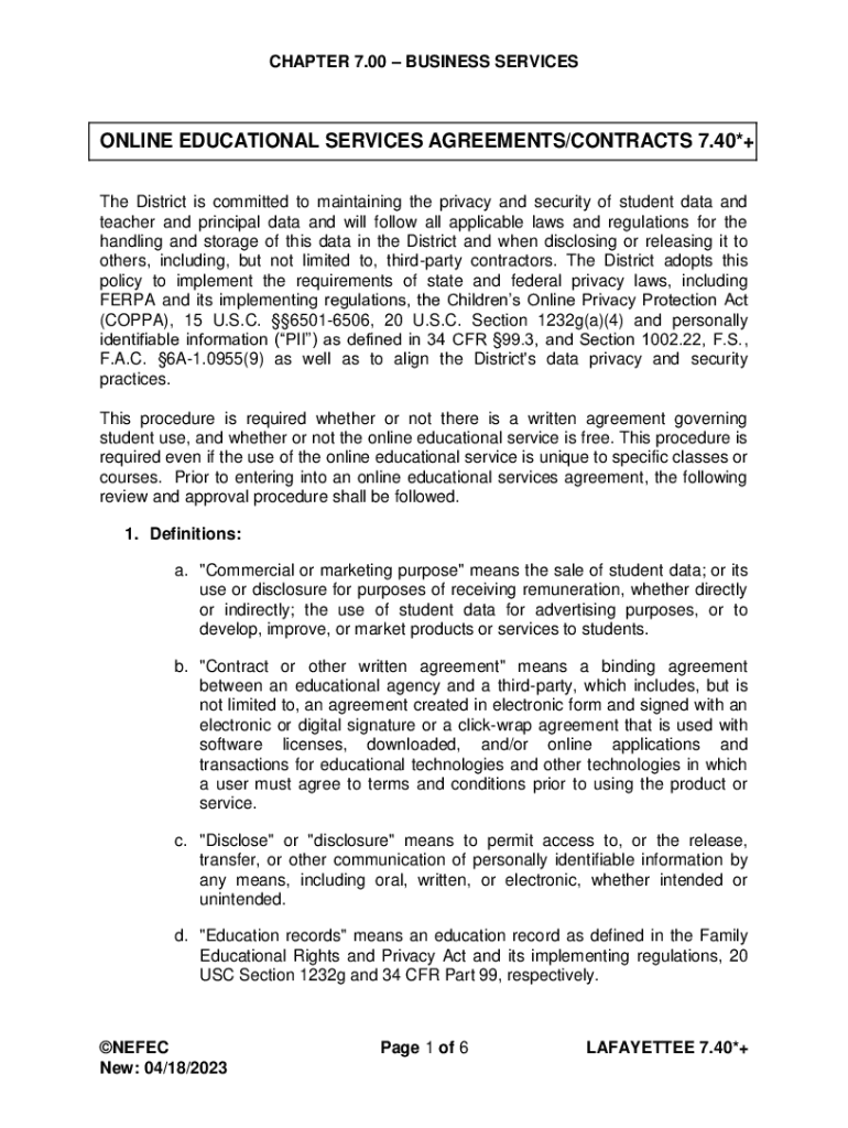 Fillable Online Online Educational Services Agreement - Contracts Fax ...