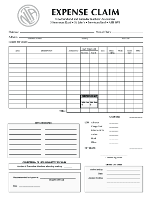 Fillable Online Expense Claims Fax Email Print - pdfFiller