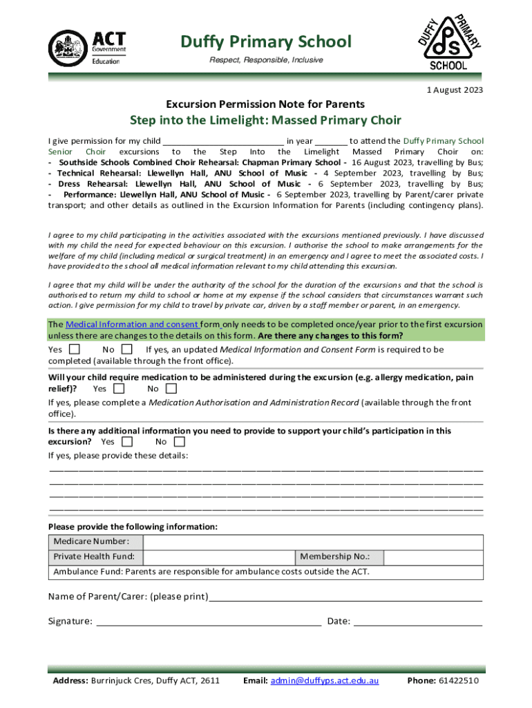 Fillable Online Welcome to Duffy Primary School - Duffy Primary School ...