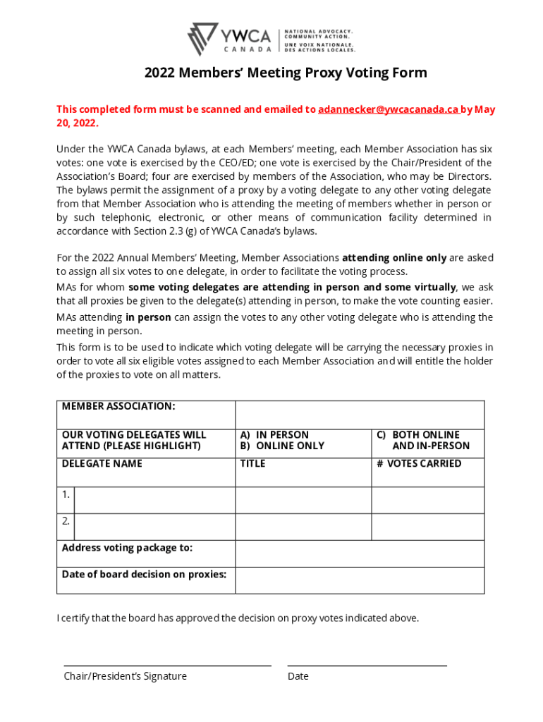 Fillable Online 2020 Proxy voting FORM Fax Email Print - pdfFiller