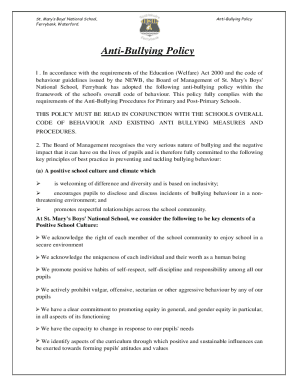 Fillable Online Anti-Bullying Policy - St Mary's Boys' National School ...