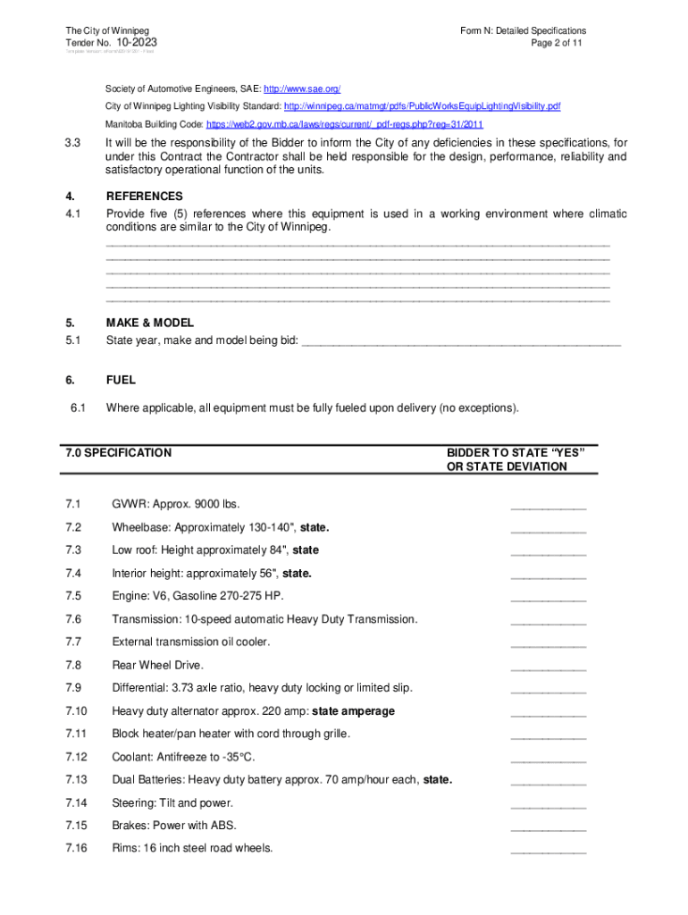 Fillable Online FORM N: DETAILED SPECIFICATIONS 22039 Fax Email Print - pdfFiller