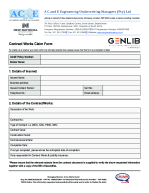 Fillable Online Contract Works Claim Form - Genlib Fax Email Print ...