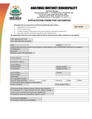 Fillable Online application form for vacancies Fax Email Print - pdfFiller