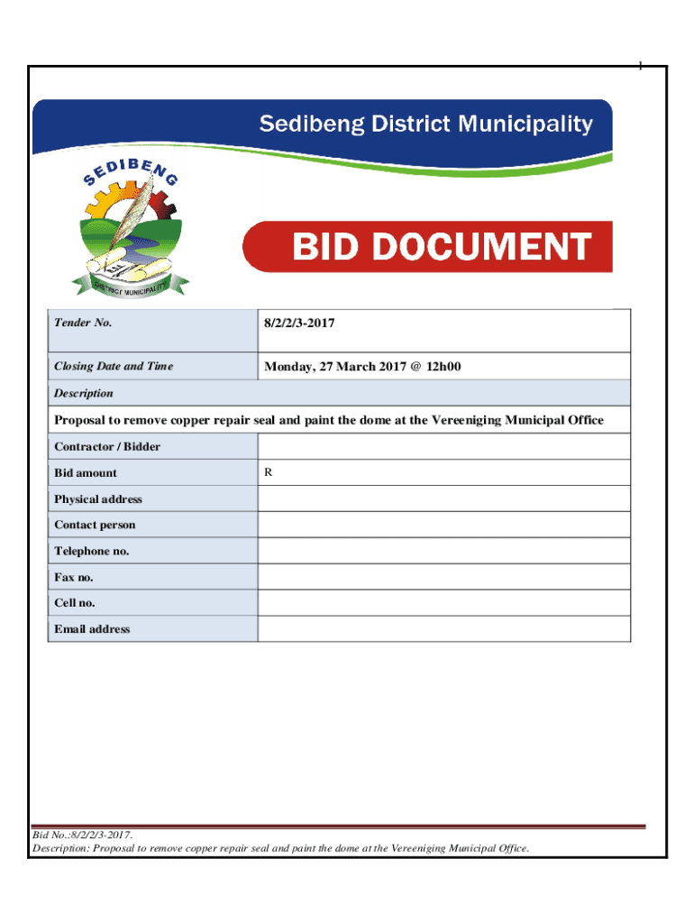 Fillable Online Bid Doc Proposal to remove copper repair seal and paint ... Fax Email Print ...