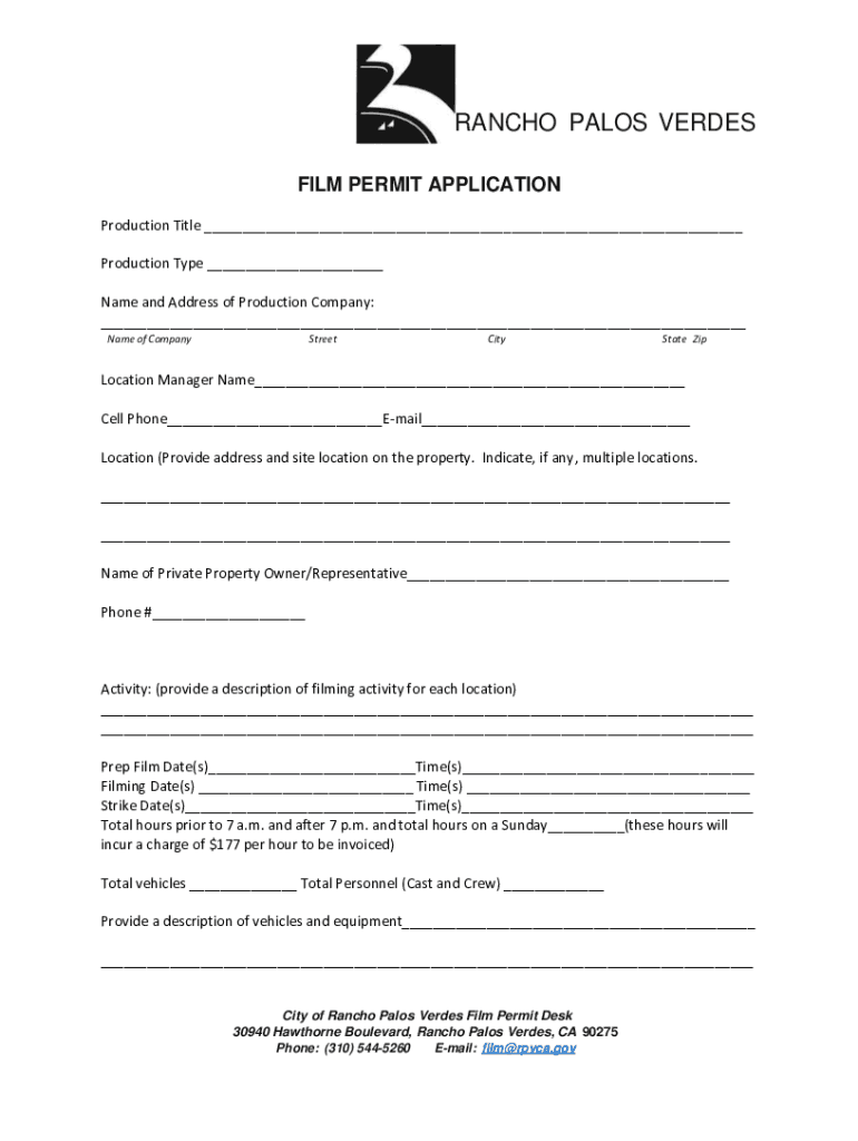 Fillable Online Application for Filming Permit - Moreno Valley Fax ...