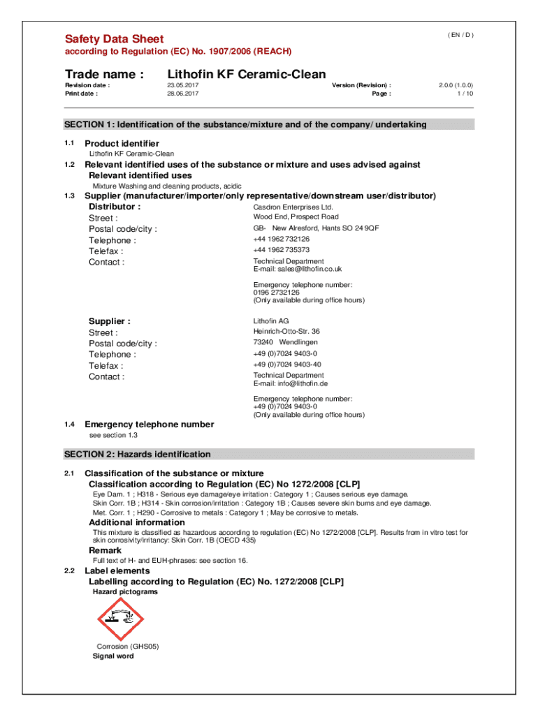 Fillable Online Lithofin FZ Intensive Cleaner for Porcelain ...