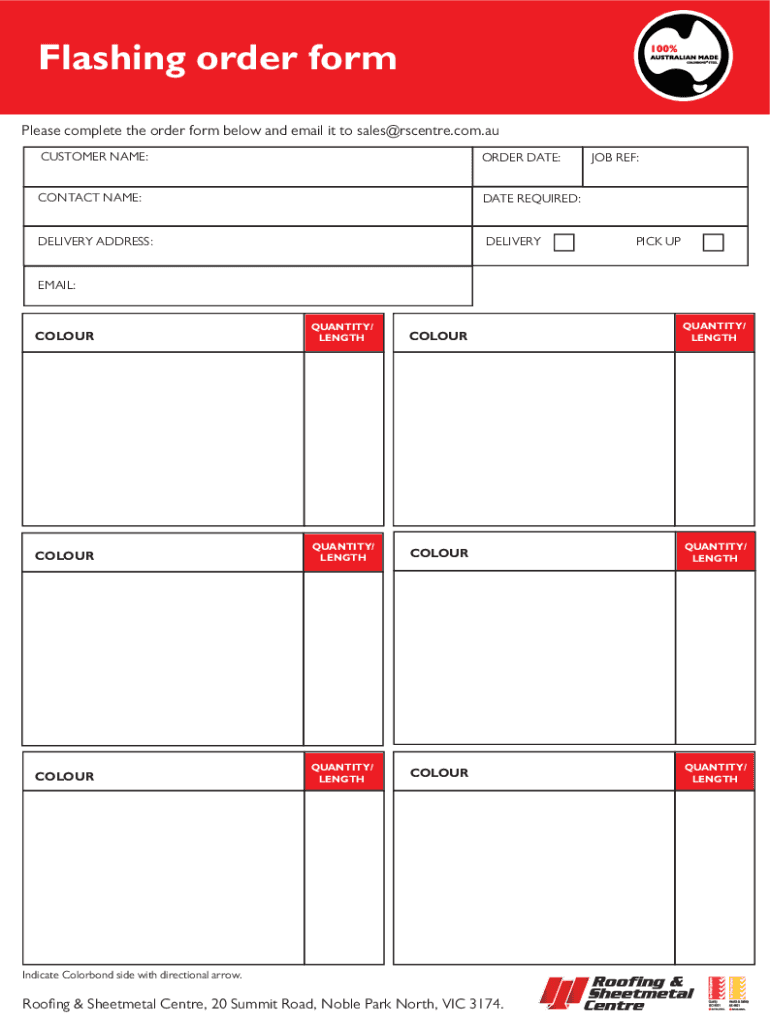 Fillable Online Tapered flashing order form web Fax Email Print - pdfFiller
