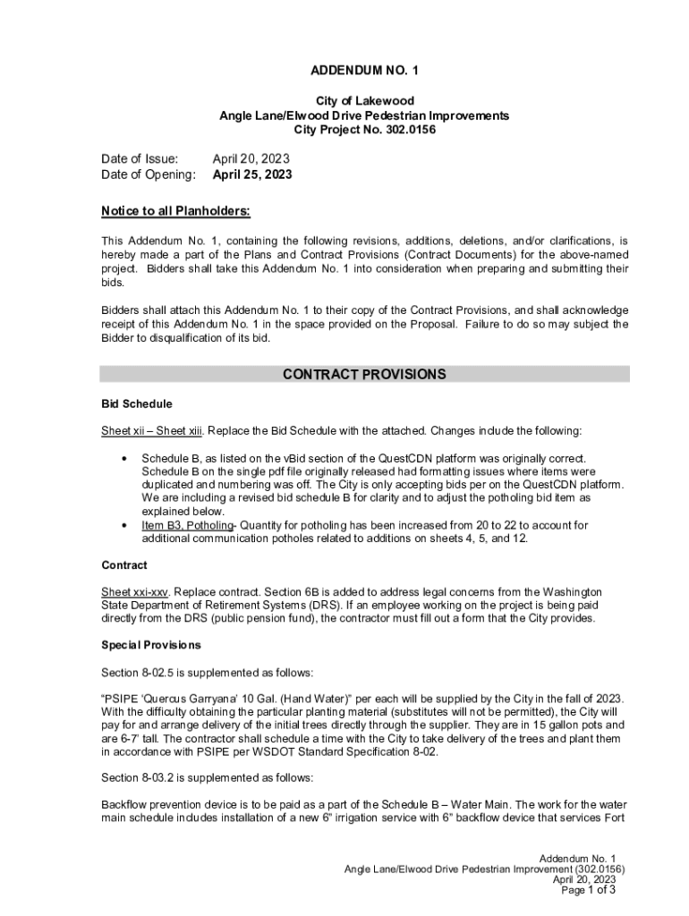 Fillable Online JBLM-North Access Road Improvements - City of Lakewood Fax Email Print - pdfFiller