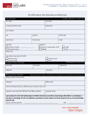 Fillable Online 4D LABS External User Information and Billing Form Fax ...