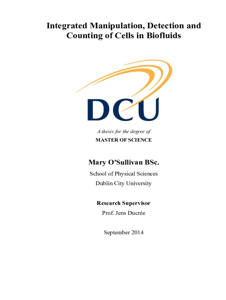 Fillable Online doras dcu Integrated Manipulation, Detection and Counting of Cells in ... Fax ...