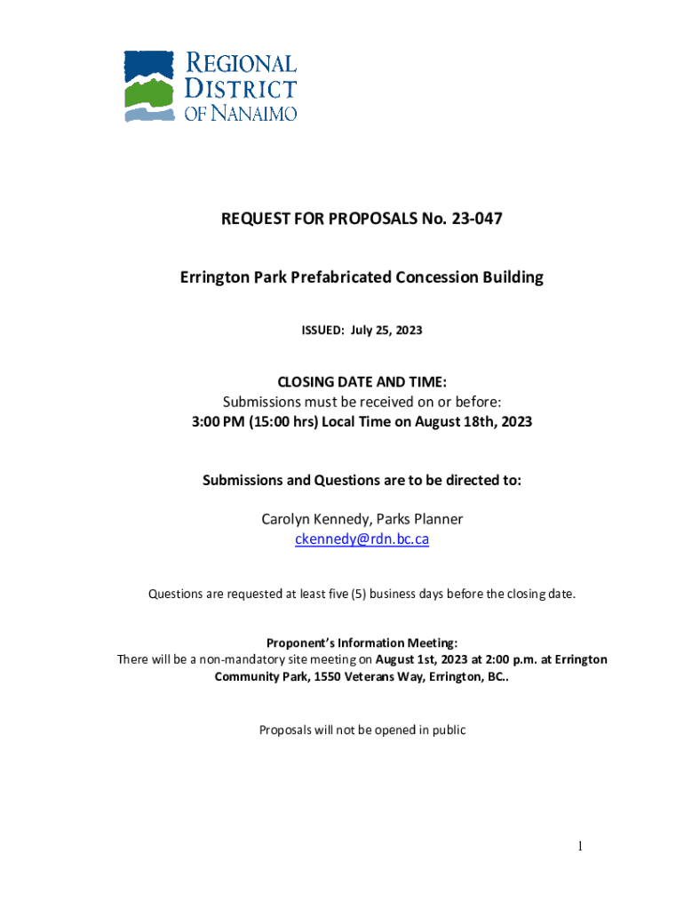 Fillable Online 23-047 Errington Park Prefabricated Concession Building.pdf Fax Email Print ...