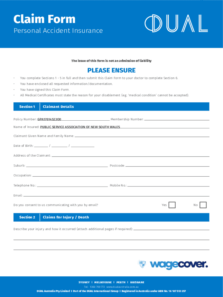 Fillable Online Accident Insurance Claims Process Fax Email Print ...