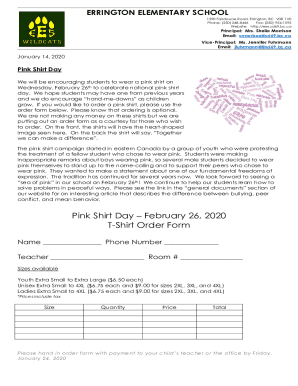 Fillable Online Pink Shirt Day Fax Email Print - pdfFiller