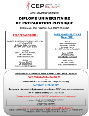 Remplissable En Ligne Diplome universitaire de preparation physique Dijon ... Fax Email Imprimer ...
