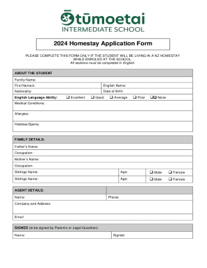Fillable Online Student Application Form - Auckland Fax Email Print ...
