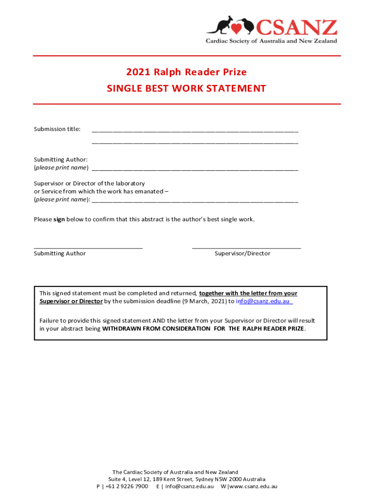 Fillable Online Ralph Reader Prize Fax Email Print - pdfFiller