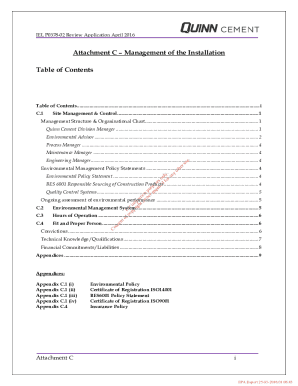 Fillable Online Attachment C Management of the Installation Table of ... Fax Email Print - pdfFiller