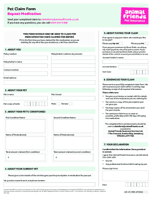 Fillable Online Animal Friends Claim Form - Fill Online, Printable, Fillable ... Fax Email Print ...