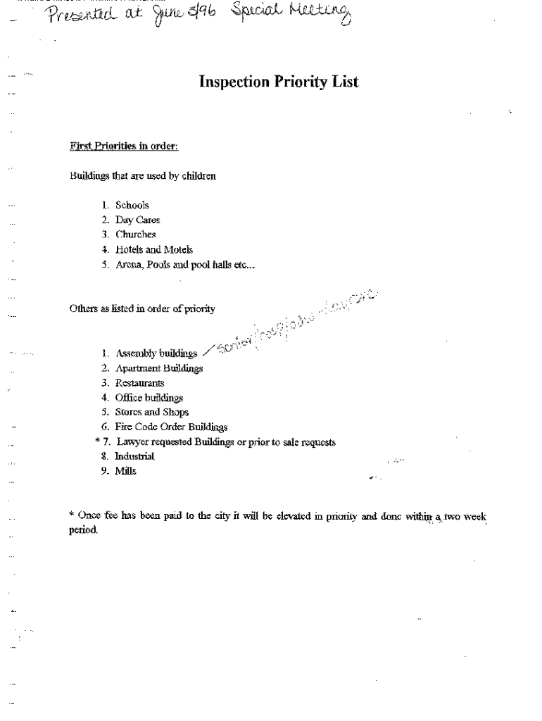 Fillable Online Inspection Priority List Fax Email Print - pdfFiller