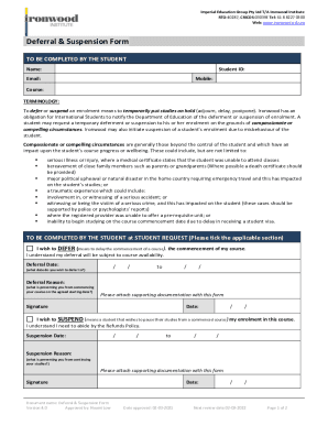Fillable Online Deferral & Suspension Form Fax Email Print - pdfFiller