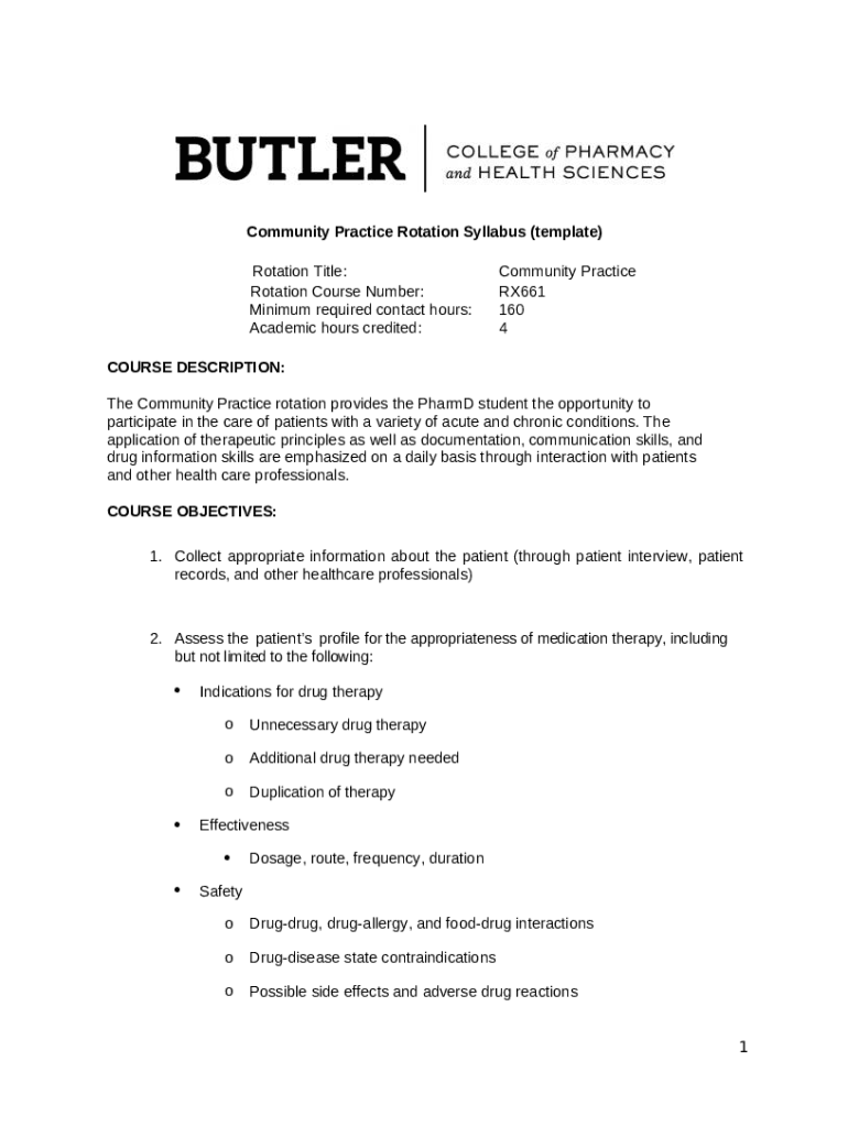 Generic rotation syllabus template V2.docx Doc Template | pdfFiller