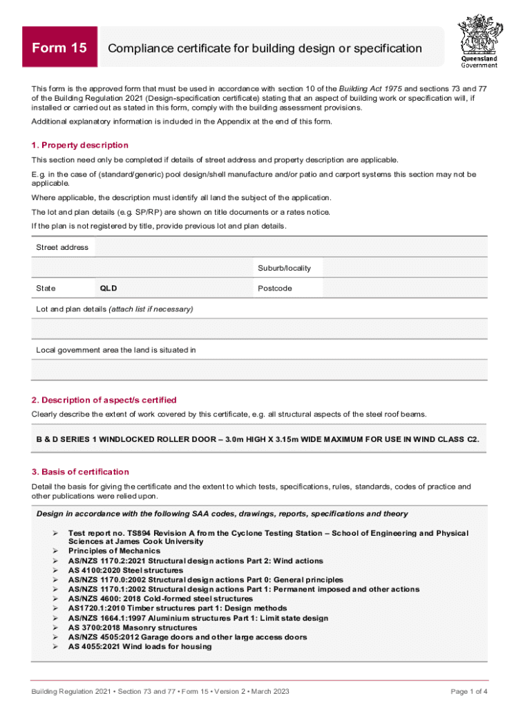 Fillable Online What is a Form 15 Qld Fax Email Print - pdfFiller