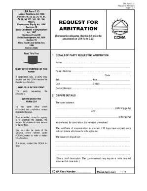 Fillable Online LRA-Form-7.13-Request-for-Arbitration- ... Fax Email ...