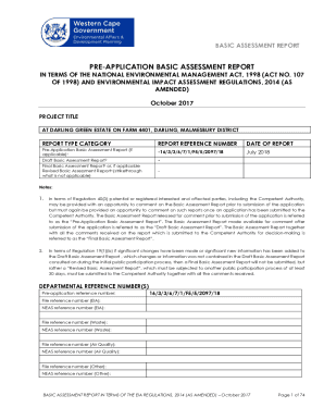 Fillable Online pre-application basic assessment report - Eco Impact ...
