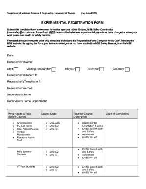 Fillable Online Experimental Registration Form Fax Email Print - pdfFiller