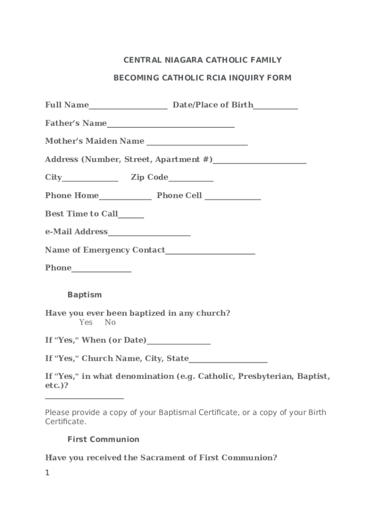 RCIA Adult Inquiry - Christ the King Catholic Church Doc Template ...