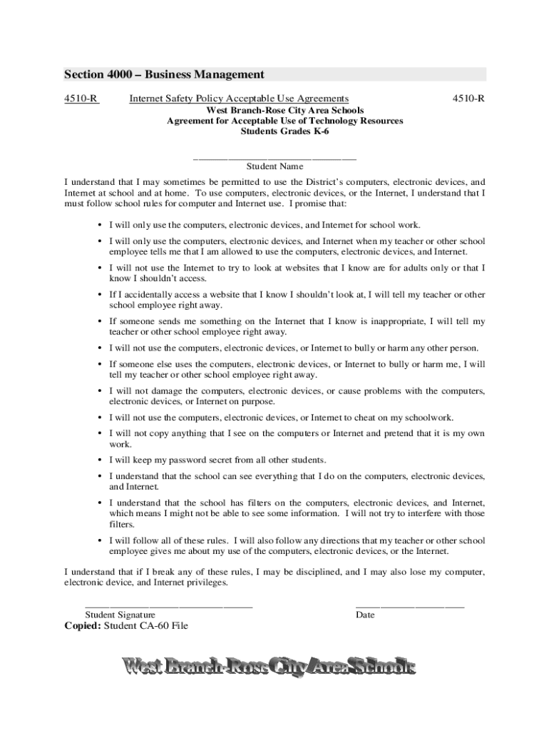 Fillable Online Technology Policy and Acceptable Use Agreement Fax Email Print - pdfFiller