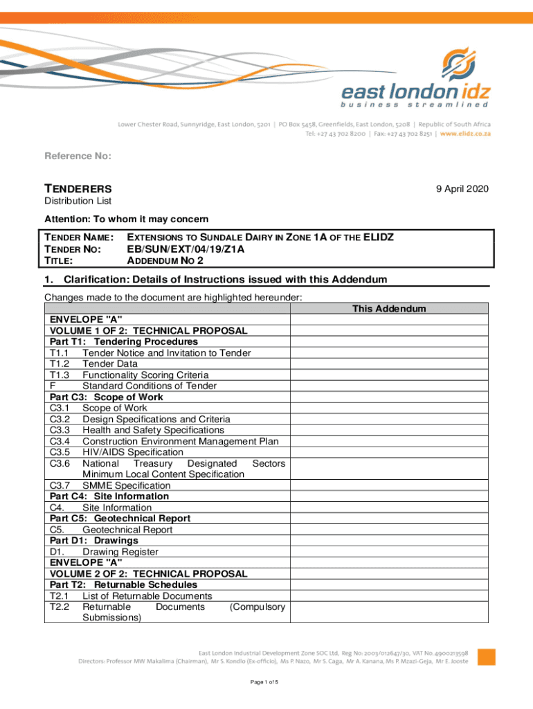 Fillable Online TENDERERS EB/SUN/EXT/04/19/Z1A 1. Clarification Fax ...