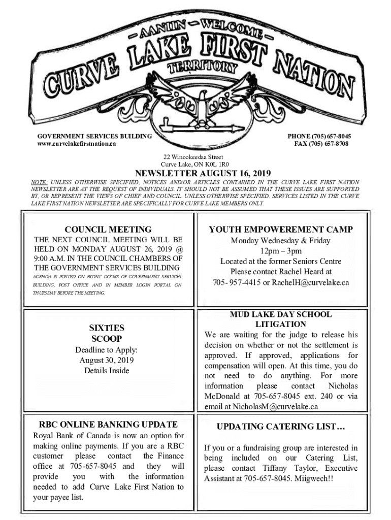 Fillable Online Curve Lake First Nation Government Services ...