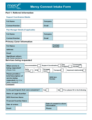 Fillable Online Mercy Connect Intake Form Fax Email Print - pdfFiller
