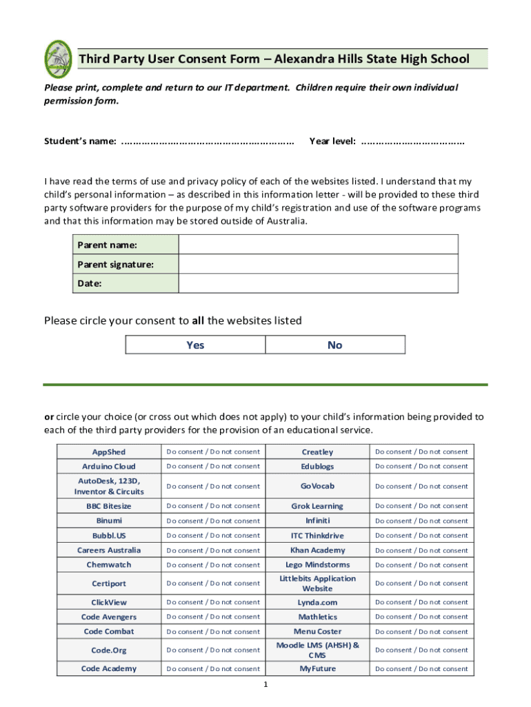 Fillable Online Third Party User Consent Form Fax Email Print - pdfFiller