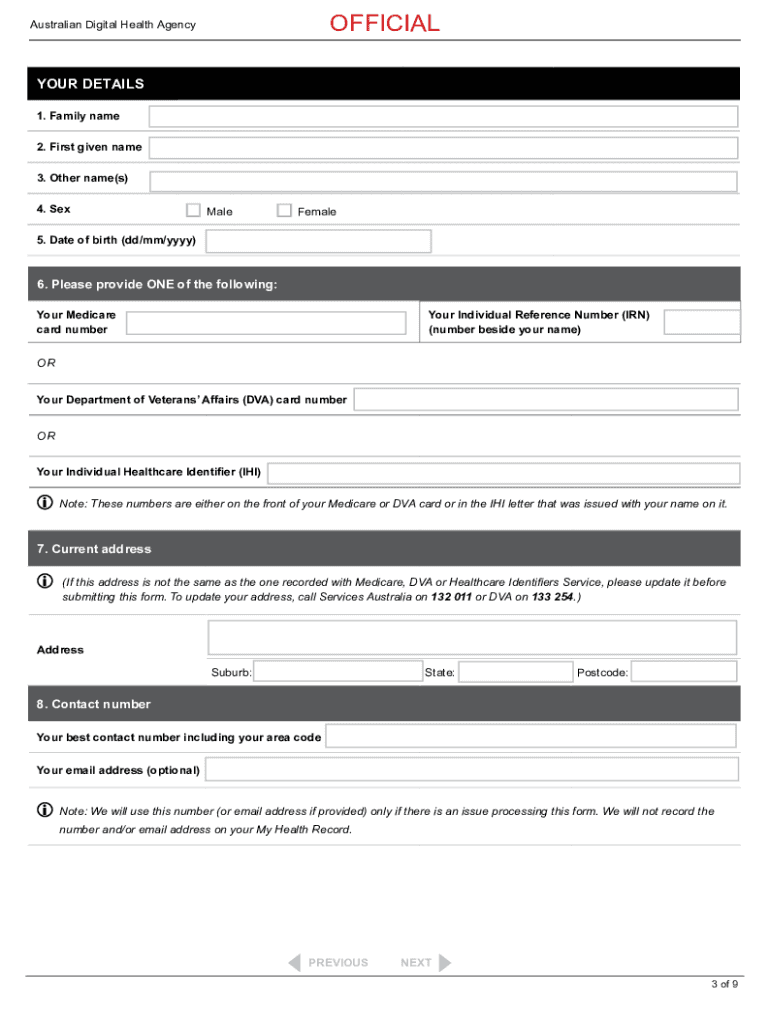 Fillable Online Healthcare Identifiers Service My Health Record system ...