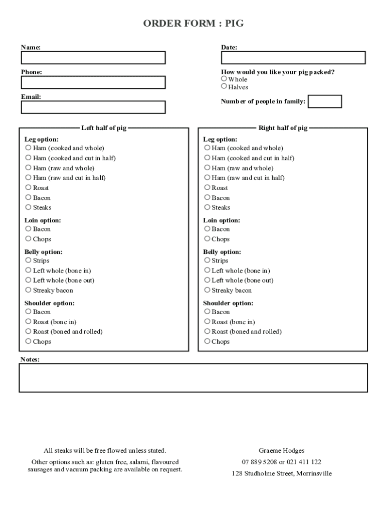 Fillable Online Filling Out a Cut Sheet for a Half Hog Fax Email Print ...