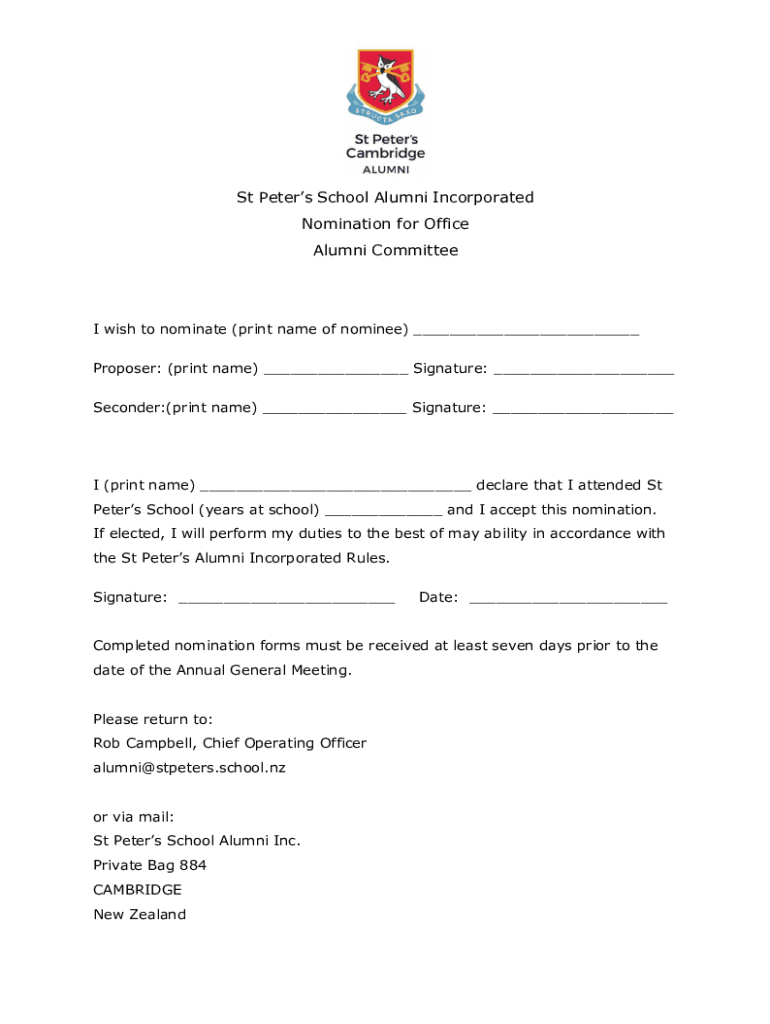 Fillable Online Alumni Committee Nomination Form ... Fax Email Print ...