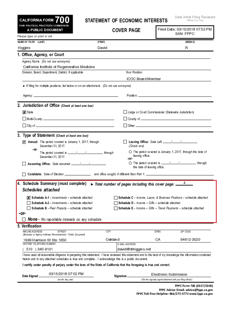 Fillable Online Form 700 - Fill Out and Sign Printable PDF Template Fax ...