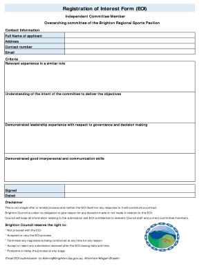 Fillable Online Registration of Interest Form (EOI) Fax Email Print ...