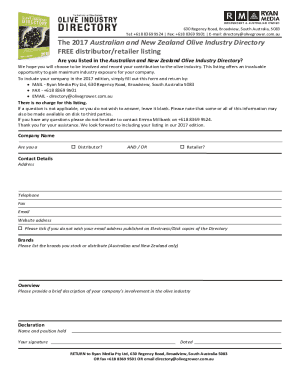 Fillable Online OID17 new Distributor Retailer form Fax Email Print ...