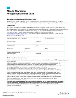 Fillable Online open alberta Alberta Newcomer Recognition Awards ...
