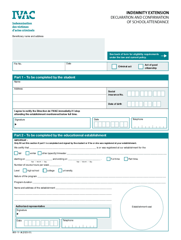 Fillable Online Indemnity extension - Declaration and confirmation of ...