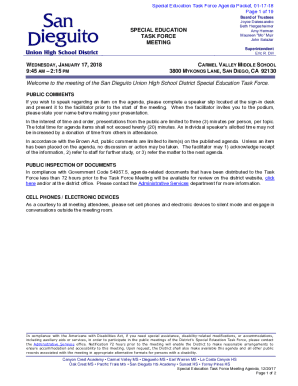 Fillable Online Special Education Task Force Agenda Packet, 01-17-18 Fax Email Print - pdfFiller