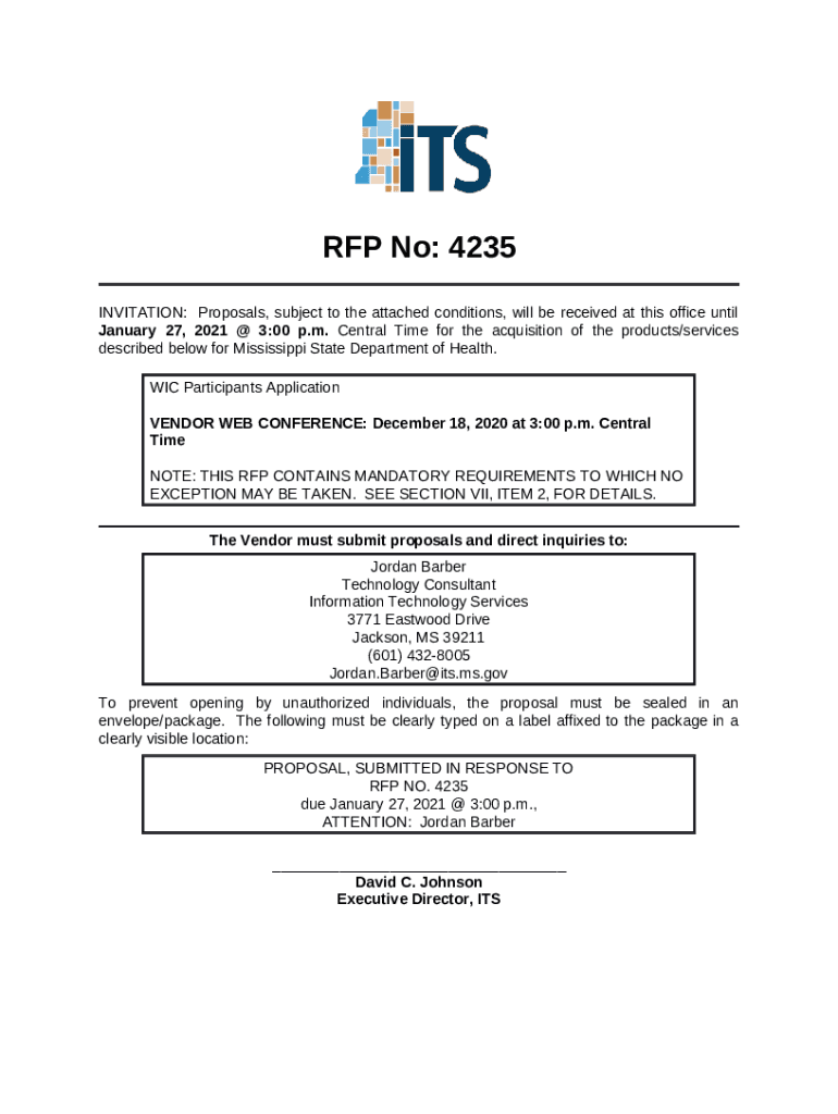 REQUEST for PROPOSALS (RFP) - rfps its ms Doc Template | pdfFiller