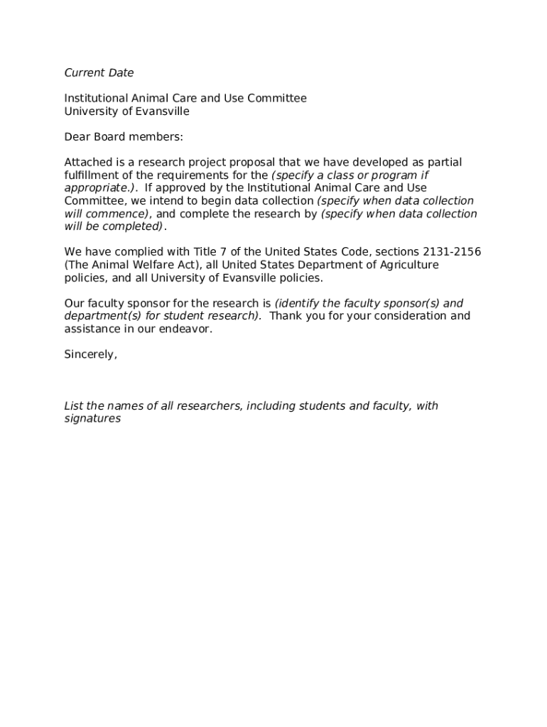 IACUC Proposal Template - Faculty Senate Doc Template | pdfFiller