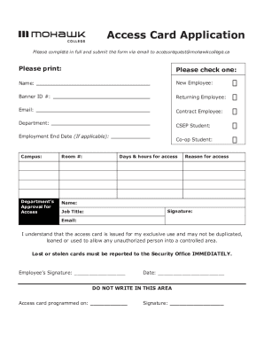 Fillable Online Access Card Request Form - Fill Online, Printable, Fillable ... Fax Email Print ...
